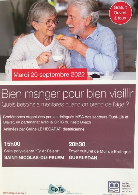 Bien manger pour bien vieillir : conférence publique - MAIRIE DE GUERLEDAN Bien manger pour bien vieillir : conférence publique - MAIRIE DE GUERLEDAN